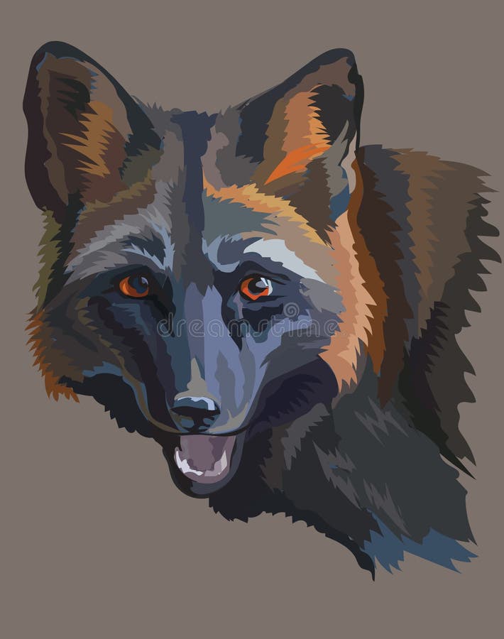 Vector Portrait of Black Fox Stock Vector - Illustration of head ...