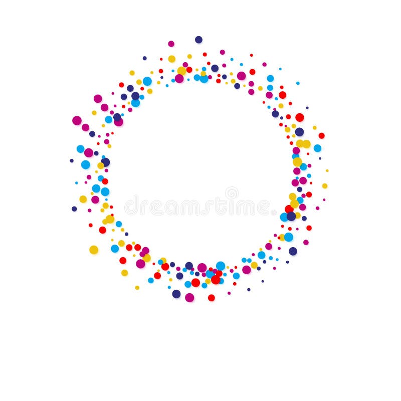 Vector Colorful Round Confetti Frame Isolated on White Background Stock ...