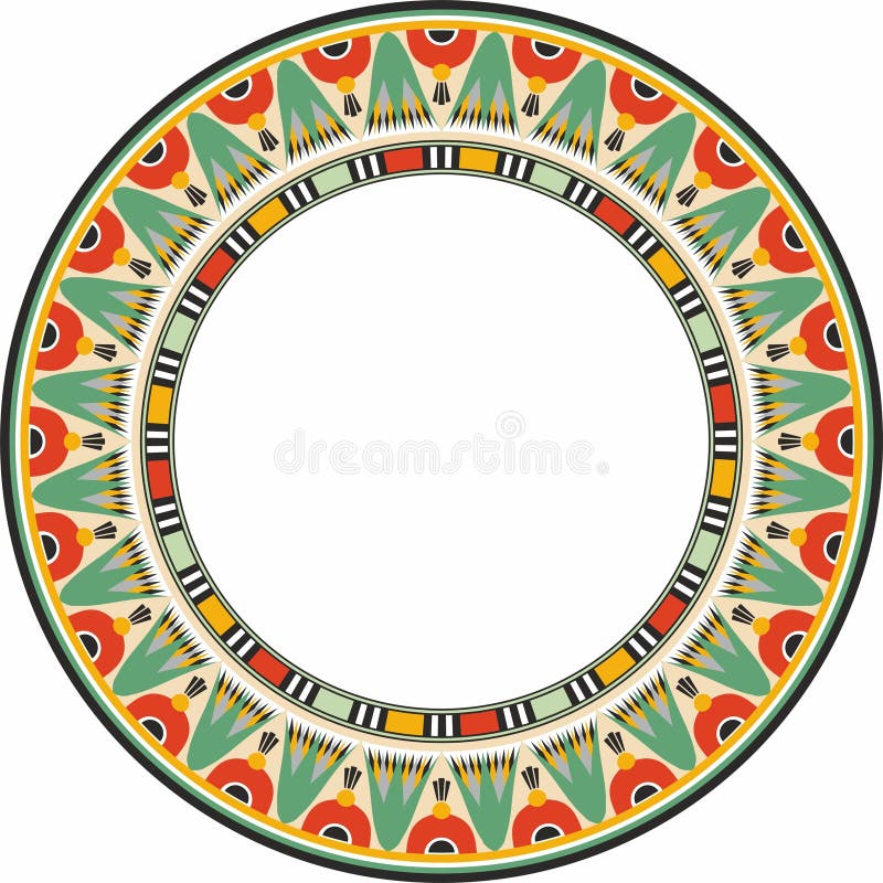 Vector Colorful Round Egyptian Ornament. Endless Circle, Ring of ...