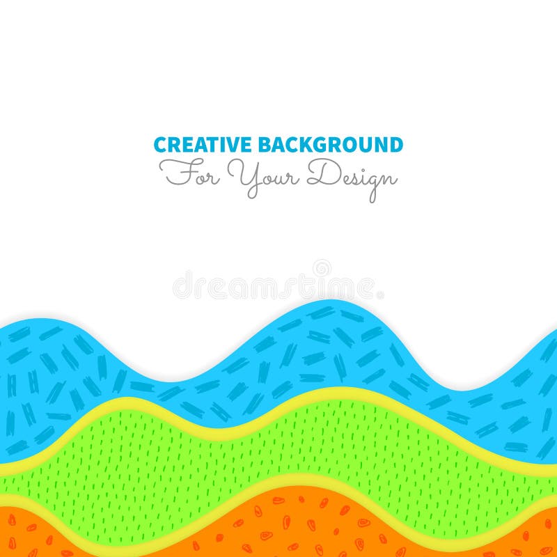 Vector Colorful Seamless Background with Abstract Textured Waves. Curve ...