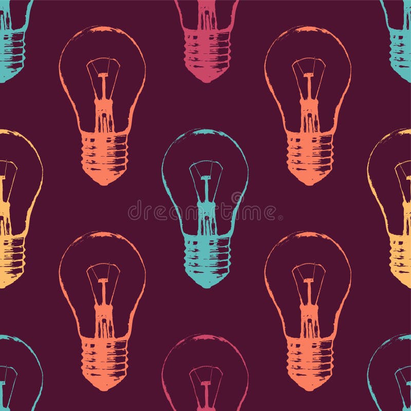 Vector Colorful Seamless Pattern with Light Bulbs Stock Vector ...