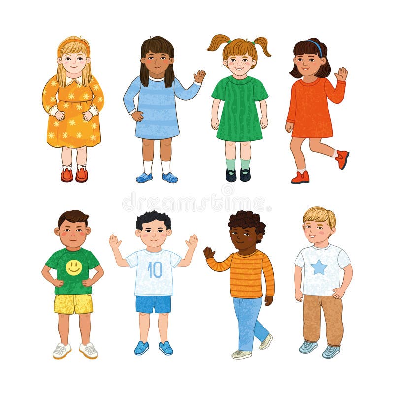 Vector Colorful Set with Illustrations of Children Stock Vector ...