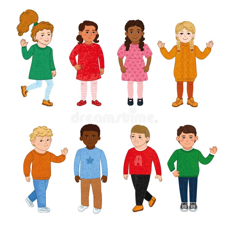 Vector Colorful Set with Illustrations of Children Stock Vector ...