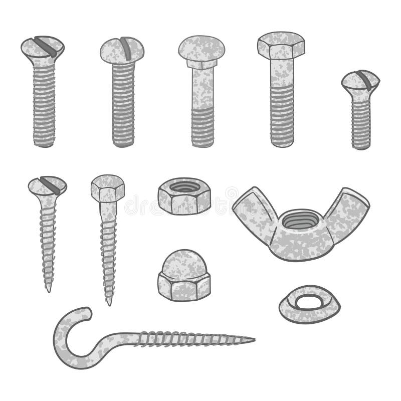 Illustration Set of Fasteners Stock Vector - Illustration of ...
