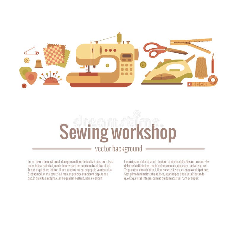 Vector Colorful Sewing Workshop Concept. Stock Vector - Illustration of ...