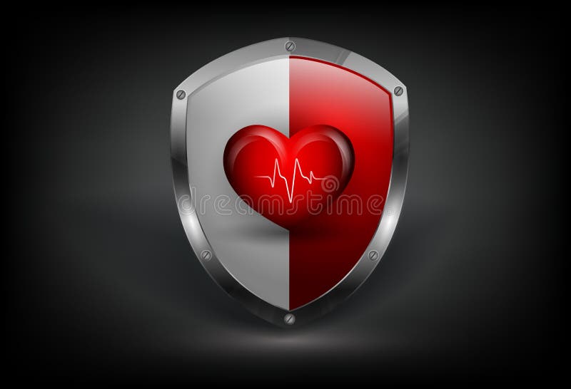 Red heart shield stock illustration. Illustration of medicine - 30606235