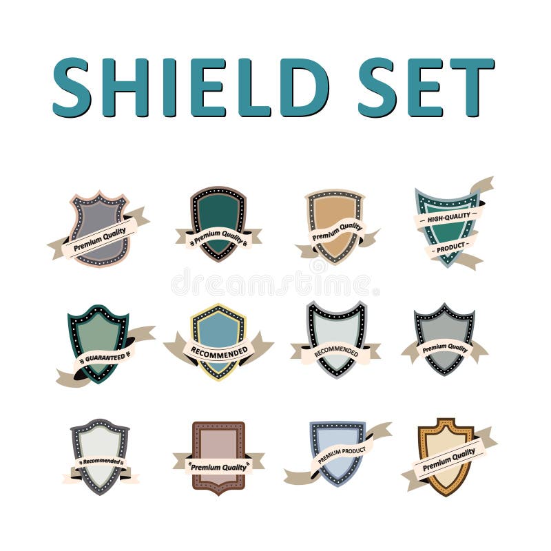 Vector Colorful Shields and Ribbons Stock Vector - Illustration of ...