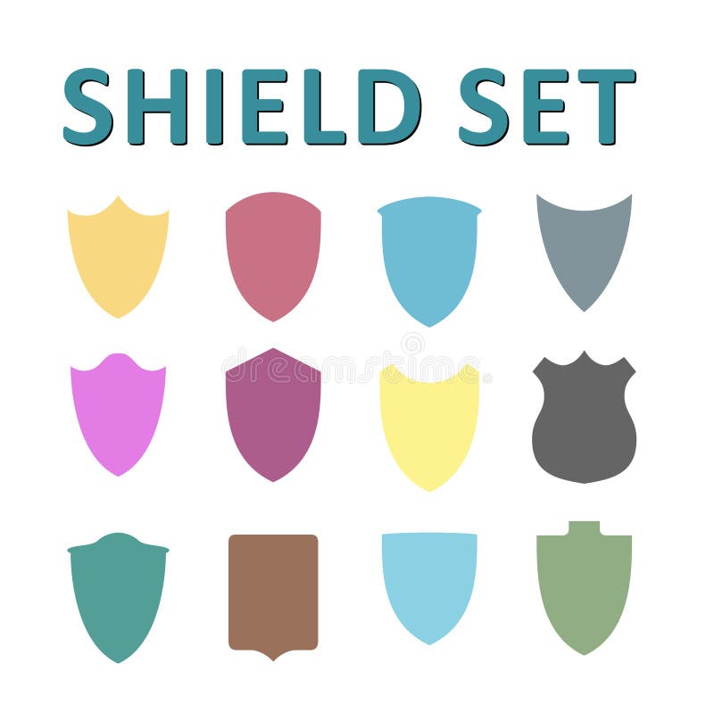 Vector Colorful Shields Set Stock Vector - Illustration of icon, color ...