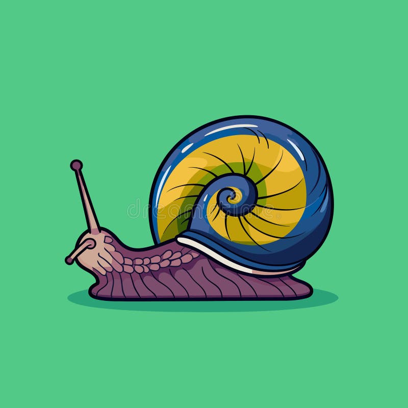 Vector of a Colorful Snail with a Vibrant Yellow and Blue Shell Stock ...