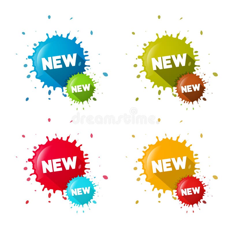 Vector Colorful Stickers Stains with New Title Set Stock Vector ...