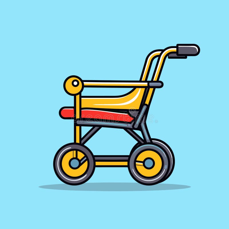 Vector of a Colorful Stroller on a Vibrant Blue Background Stock Vector ...
