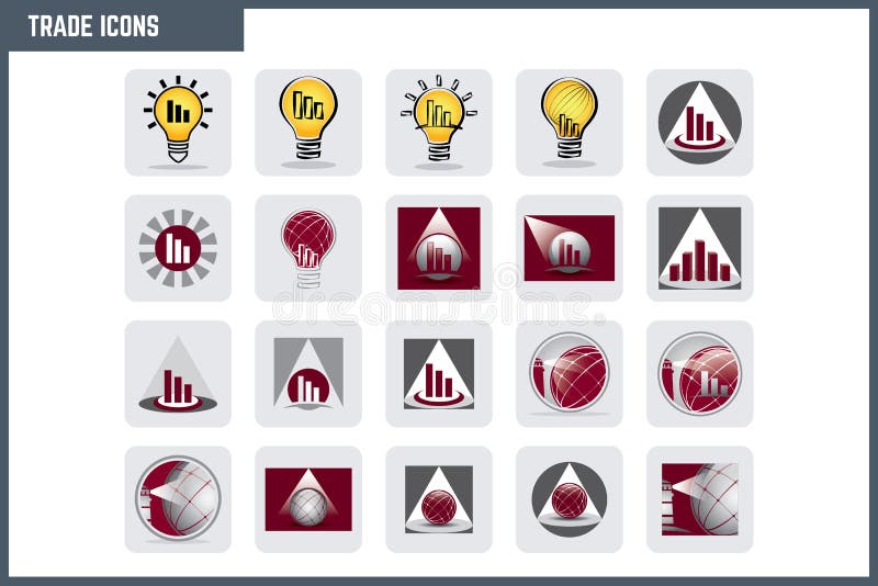 Vector Colorful Trade Icon Set Stock Illustration - Illustration of ...