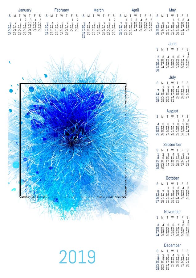 Vector Colorfull Design Calendar 2019 Stock Illustration - Illustration ...