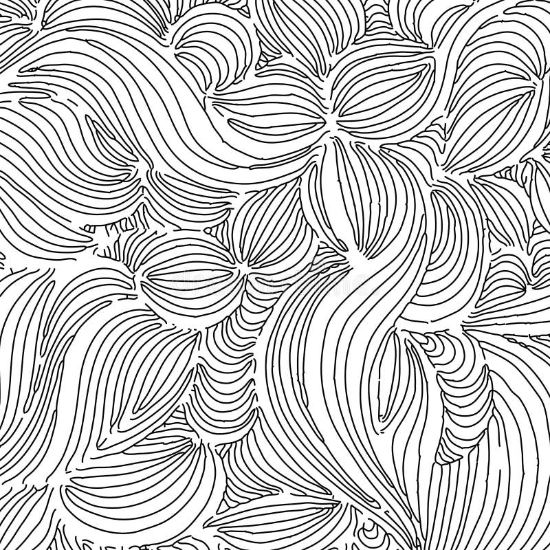 Vector Coloring Pattern, Curved Lines, Black and White Grunge ...