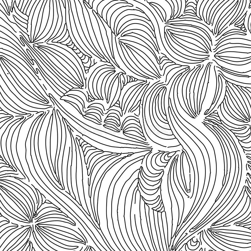 Vector Coloring Pattern, Curved Lines, Black and White Grunge ...