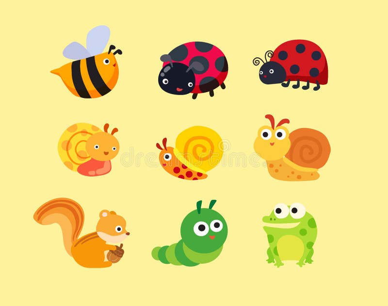 Vector Coloured Animals and Insects Collection, Vector Illustration ...