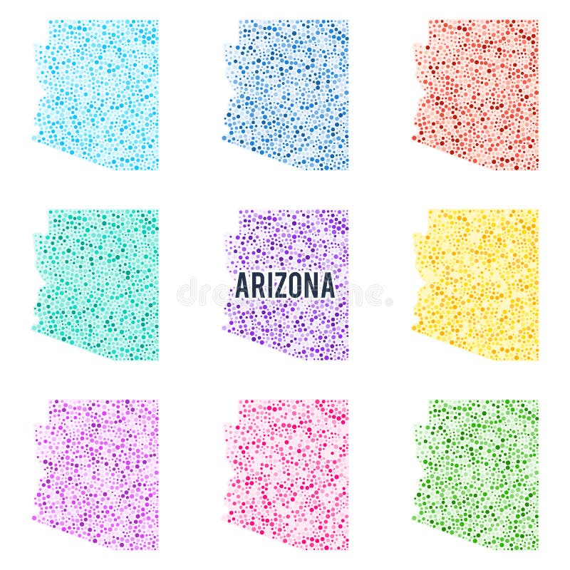 Vector Colourful Dotted Map of the State of Arizona. Stock Illustration ...