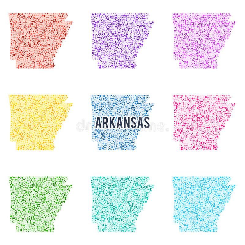 Vector Colourful Dotted Map of the State of Arkansas. Stock ...