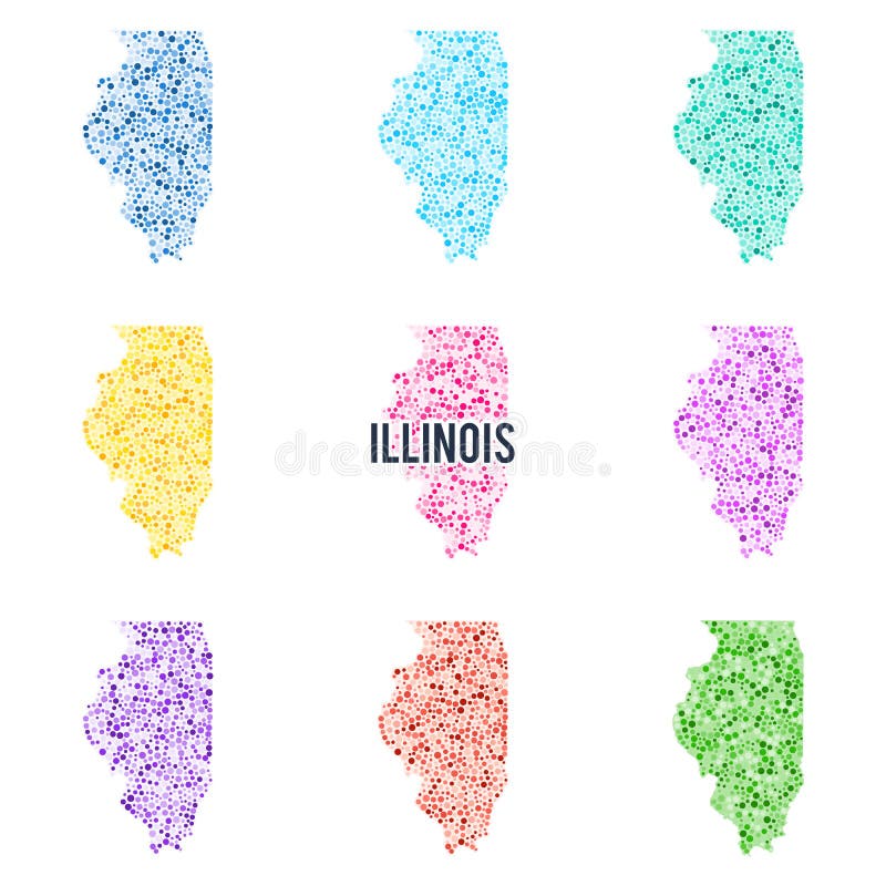 Vector Colourful Dotted Map of the State of Illinois. Stock ...
