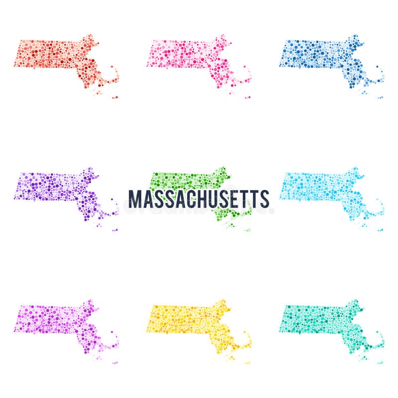 Vector Colourful Dotted Map of the State of Massachusetts. Stock ...