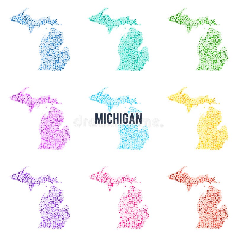 Vector Colourful Dotted Map of the State of Michigan. Stock ...