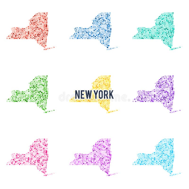Vector Colourful Dotted Map of the State of New York. Stock ...