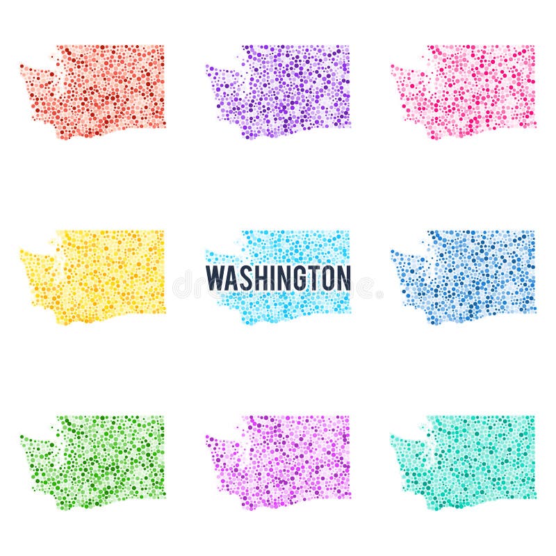 Vector Colourful Dotted Map of the State of Washington. Stock ...