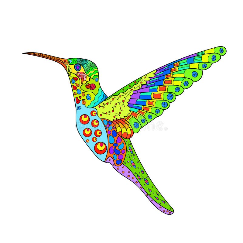 Hummingbird with Colourful Glossy Plumage. Modern Pop Art Style. Stock ...