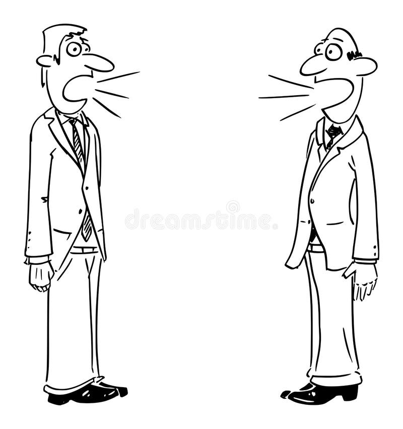 Vector Comic Cartoon of Two Men or Businessmen Talking. Concept of ...
