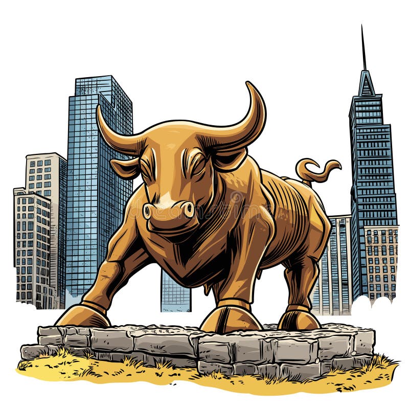 Vector Comic Hand-drawn Illustration of Charging Bull. Charging Bull in ...