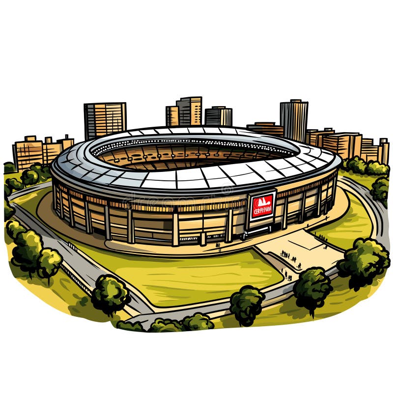 Vector Comic Hand-drawn Illustration of Emirates Stadium. Emirates ...