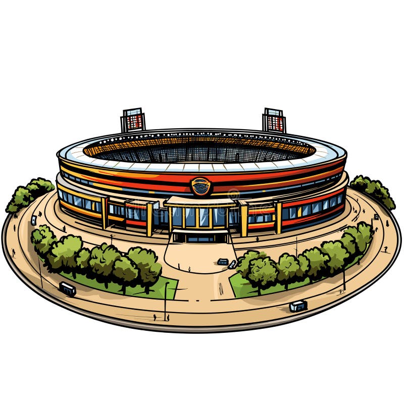 Vector Comic Hand-drawn Illustration of Emirates Stadium. Emirates ...