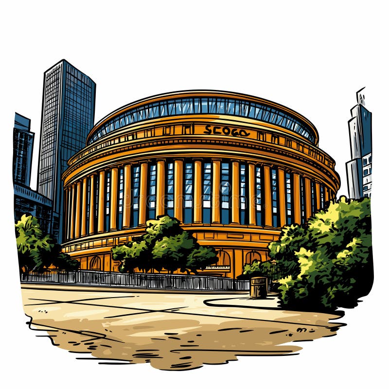 Vector Comic Hand-drawn Illustration of Madison Square Garden. Madison ...