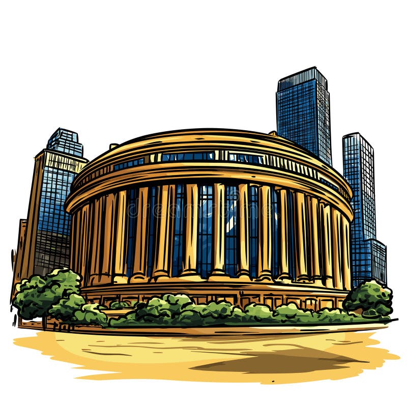 Vector Comic Hand-drawn Illustration of Madison Square Garden. Madison ...