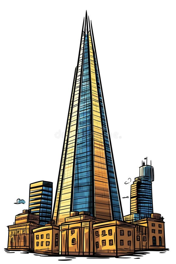 Vector Comic Hand-drawn Illustration of the Shard Skyscraper. the Shard ...