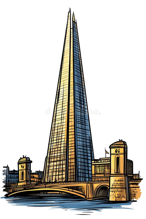 Vector Comic Hand-drawn Illustration of the Shard Skyscraper. the Shard ...