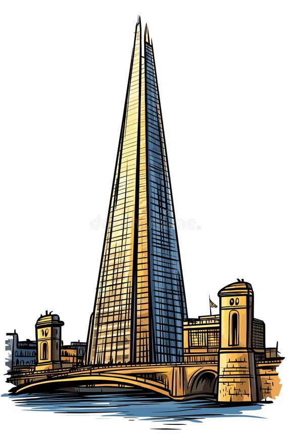 Vector Comic Hand-drawn Illustration of the Shard Skyscraper. the Shard ...