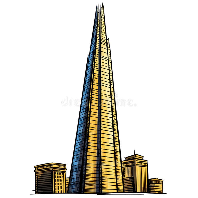Vector Comic Hand-drawn Illustration of the Shard Skyscraper. the Shard ...