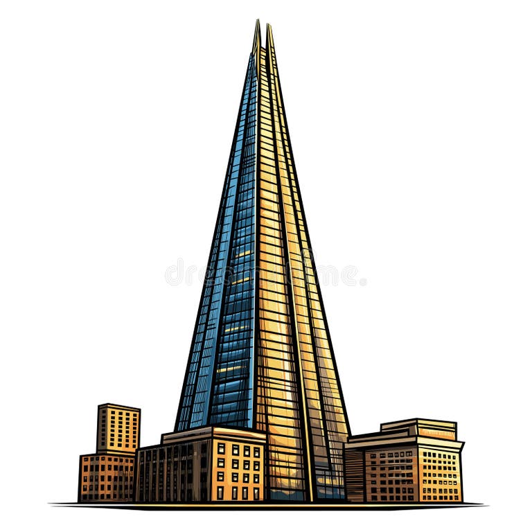 Vector Comic Hand-drawn Illustration of the Shard Skyscraper. the Shard ...