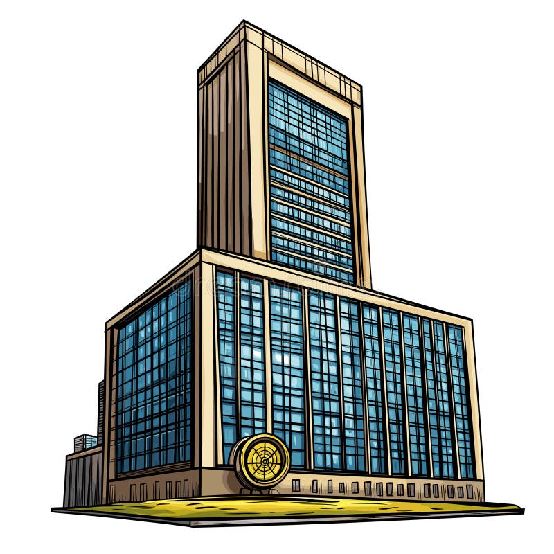 Vector Comic Hand-drawn Illustration of United Nations Headquarters ...