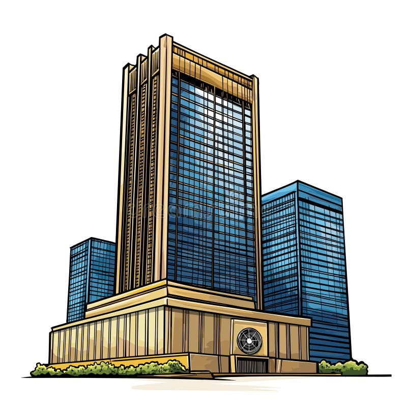 Vector Comic Hand-drawn Illustration of United Nations Headquarters ...