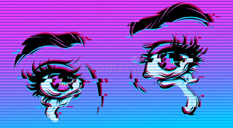 Comic Eyes with Glitch. Distorted Image. Stock Vector - Illustration of ...