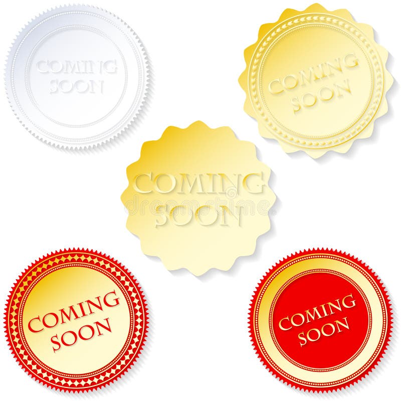 Vector coming soon set stock illustration. Illustration of label - 35953356