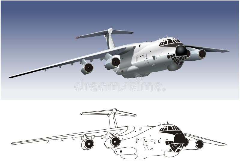 Vector Commercial Freighter IL-76 Stock Vector - Illustration of ...