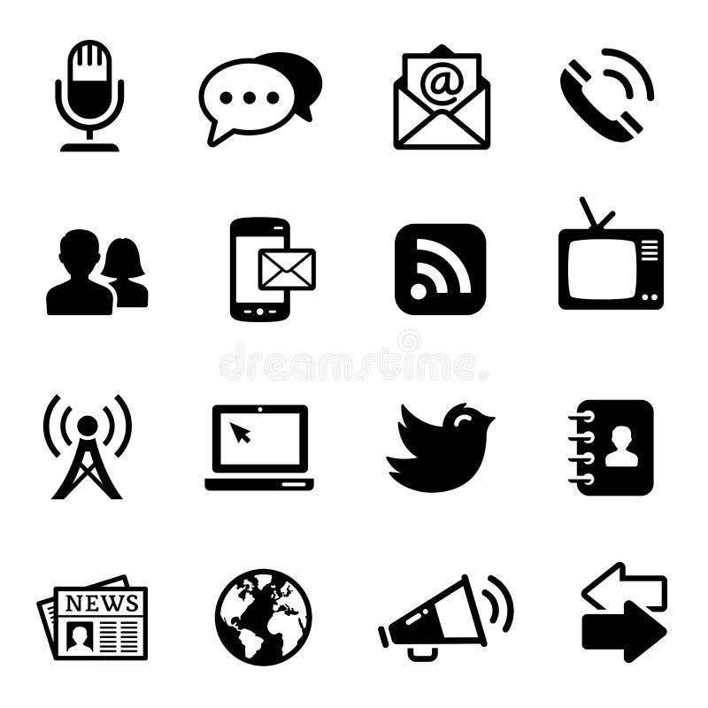 Vector Communication Icons Set Editorial Stock Image - Illustration of ...