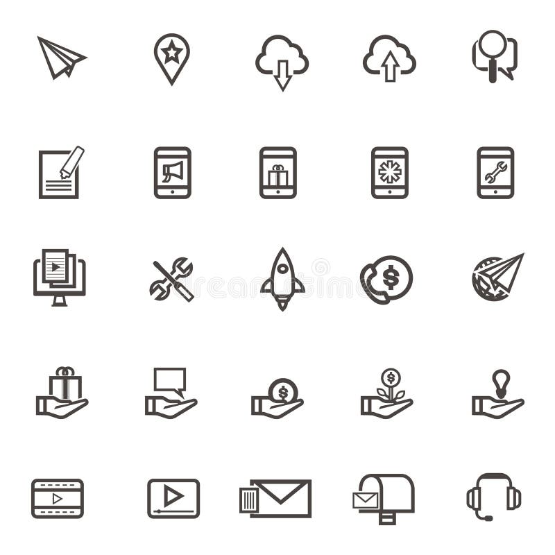 Icons Communication Color Thin White in the Circle Blue on White Stock ...