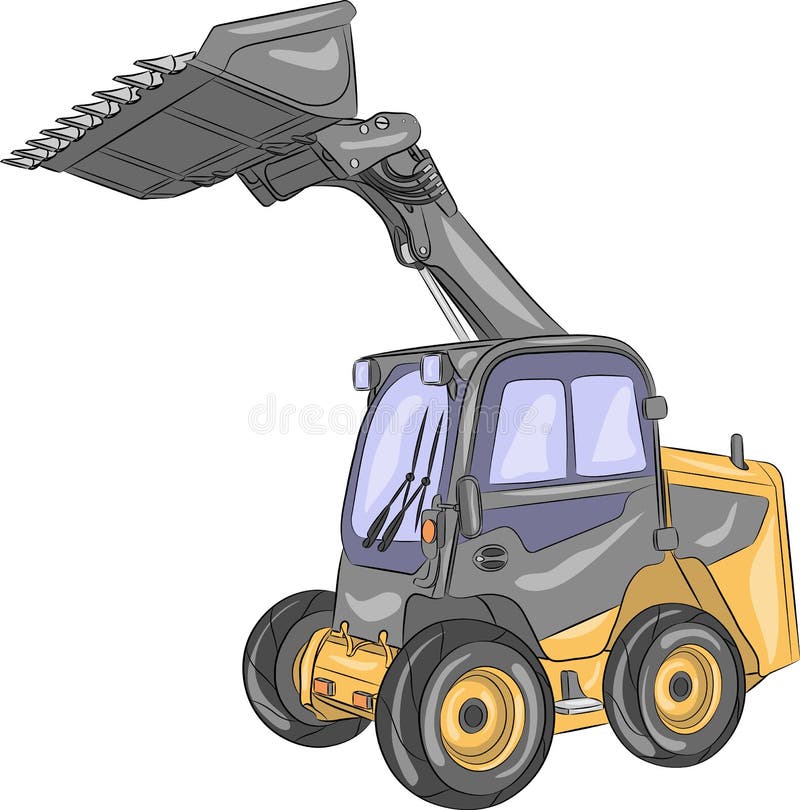 Vector Compact Wheel Loader. Stock Vector - Illustration of engineering ...