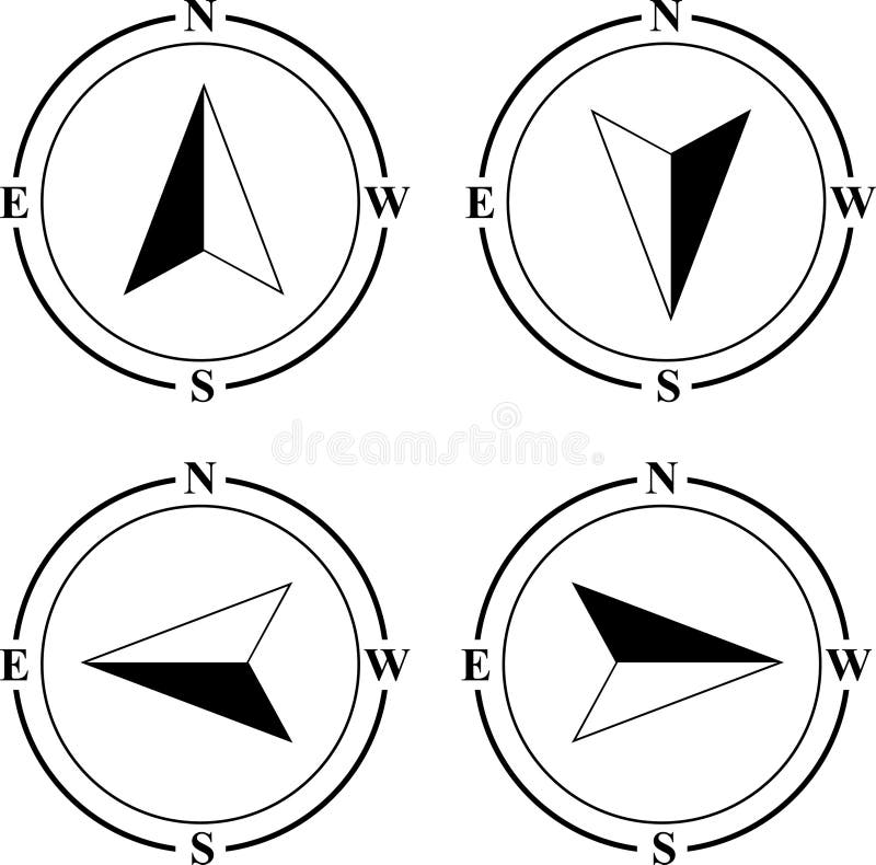Vector Compass Icon of North, South, East and West Direction. Compass ...