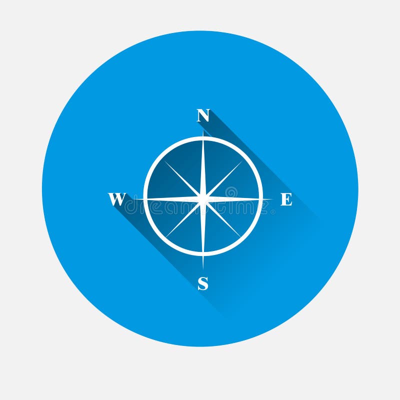 Vector Compass with Indication Sides Icon on Blue Background. Stock ...