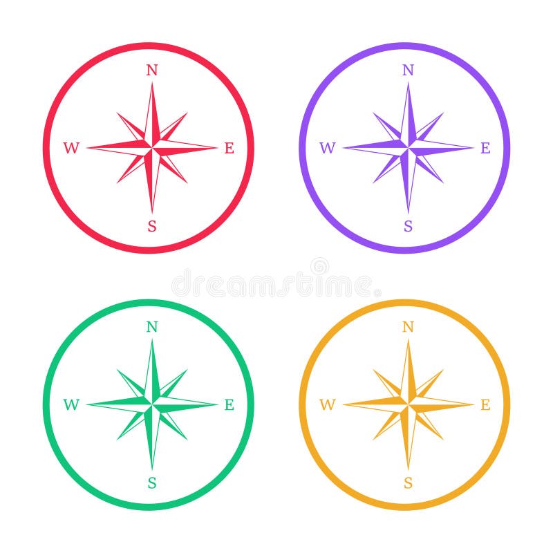 Vector Compass Star Icon in Multiple Color Stock Vector - Illustration ...